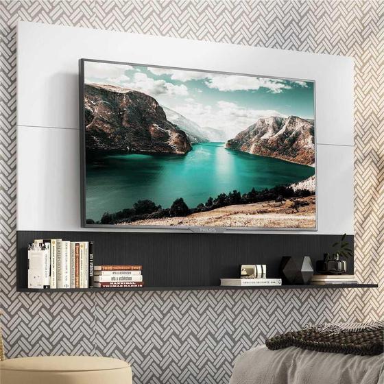 Painel TV 65" com Prateleira Amsterdã Up Multimóveis Branco/Preto ...