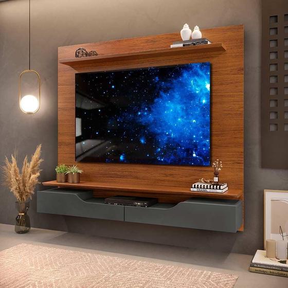 Painel TV Quarto Até 60 Polegadas Freijó Cinza Urbano Levi DJ Móveis ...