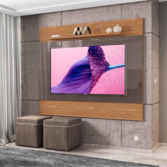 Painel TV Sala 60 Polegadas Com Prateleira 158cm Cinza Pérola Noce ...