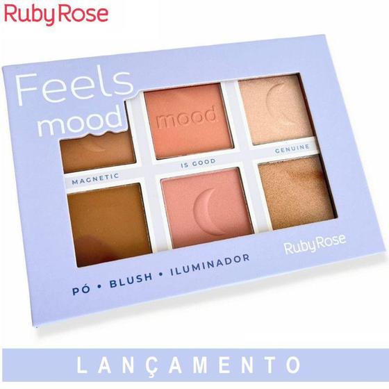Paleta Contorno Pó Blush Iluminador Mood Ruby Rose Maquiagem - Estojos e Paletas de Maquiagem ...