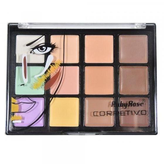 Paleta De Corretivo 12 Cores Ruby Rose - RUBYROSE - Corretivo Facial ...