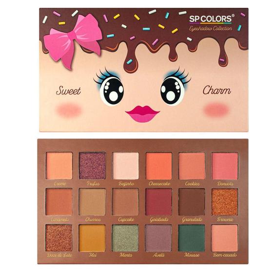 Paleta de Sombras 18 Cores com Espelho Sweet Charmy/Candy SP Colors ...