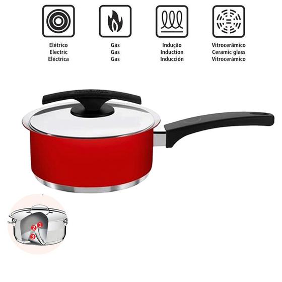 Panela Aço Inox Tramontina Duo Color Com Tampa 16cm Fundo Triplo ...