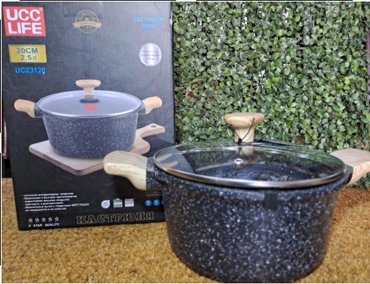 Panela caçarola de cerãmica com fundo de indução com tampa vidro 20cm ...