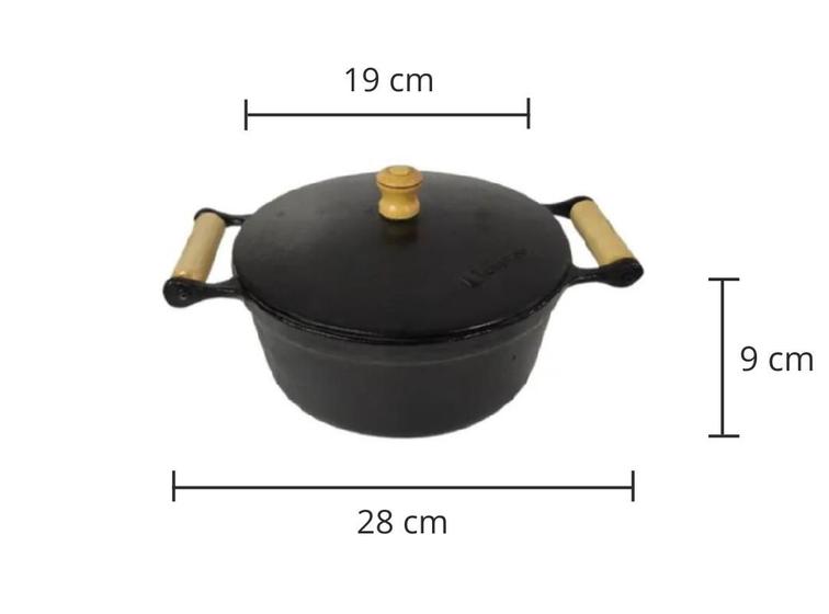 Panela Caçarola Ferro Fundido N18 Tampa de Ferro 1,8L C/ Alça de ...