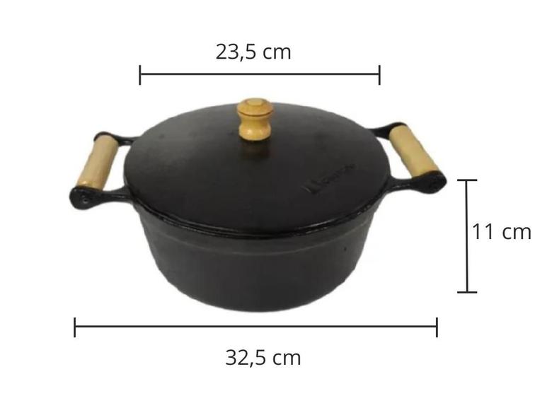 Panela Caçarola Ferro Fundido N22 Tampa de Ferro 3,3L C/ Alça de ...