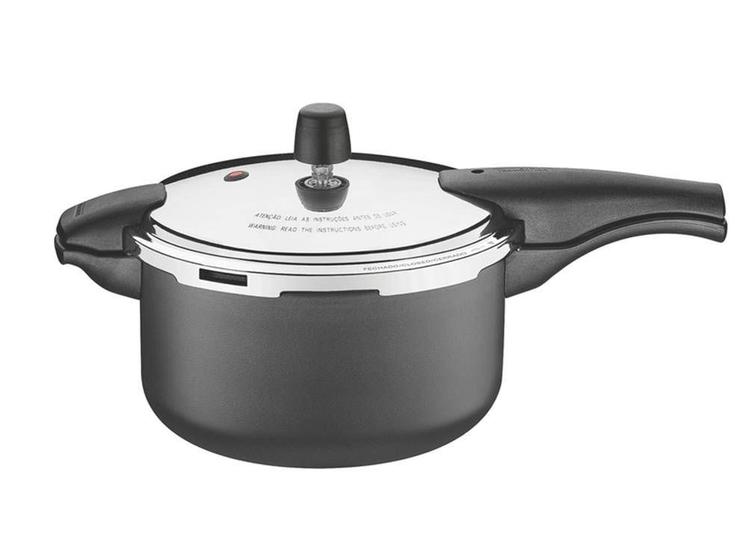Panela de pressao 24cm 6 0l vancouver grafite aluminio com revestimento ...