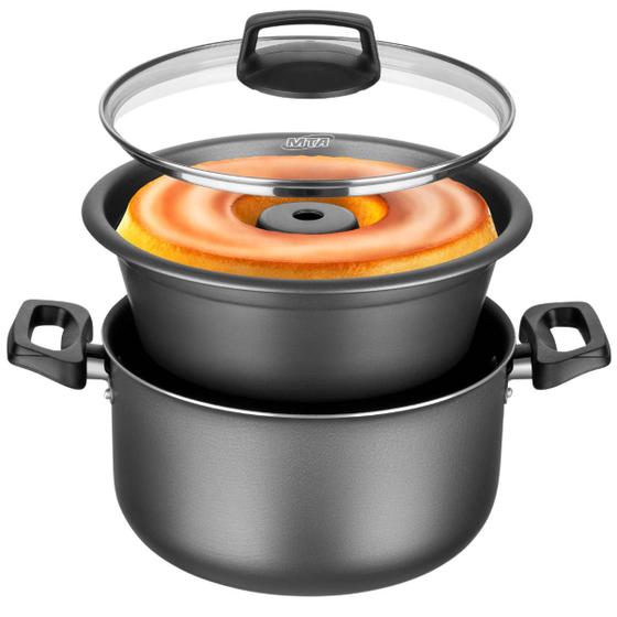 Panela De Pudim Antiaderente Banho Maria 3 Em 1 Cuscuzeira - MTA - Jogo ...