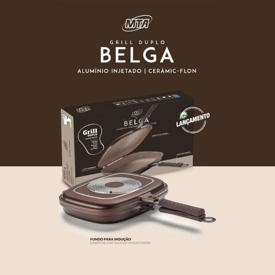 Panela Grill Duplo Belga por Indução Antiaderente 3,4 litros com ...
