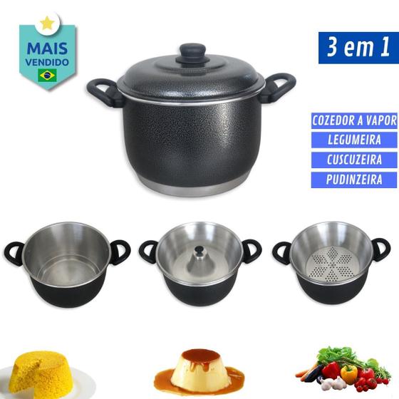 Panela Multiuso 3x1 Pudim Banho Maria Cozedor A Vapor Cuscuz - Mita ...