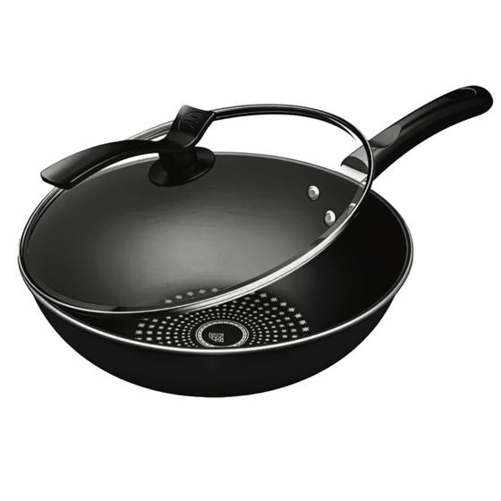 Panela Preta Wok Aluminio Teflon 32cm 5l Antiaderente Grande Com Tampa ...
