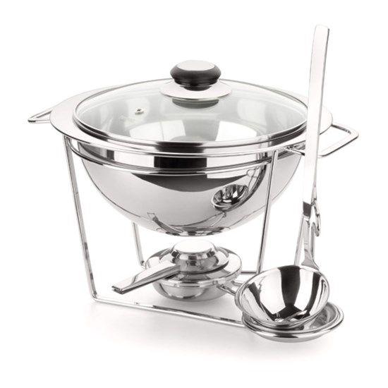 Panela Rechaud Inox Redonda 3L Concha Tampa Vidro Sopa Caldo - Forma ...