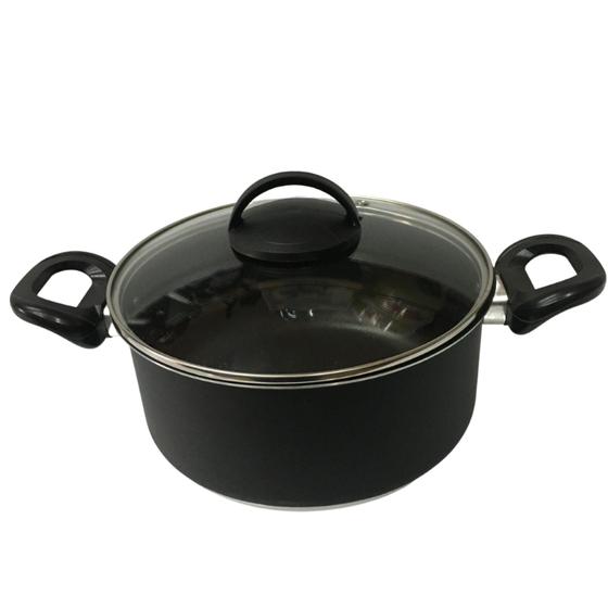 Panela Teflon Antiaderente Aluminio Preta c/ Tampa de Vidro N20 ...