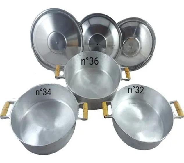 Panelas Grandes Alumínio Batido Fundido Tamanho 32/34/36 - Mega ...