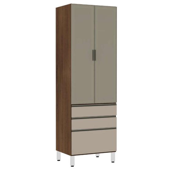 Paneleiro Torre 70cm 2 Portas Alumínio Inox Reflecta Bronze 2 Gavetas 1 Gavetão Jade Luciane ...