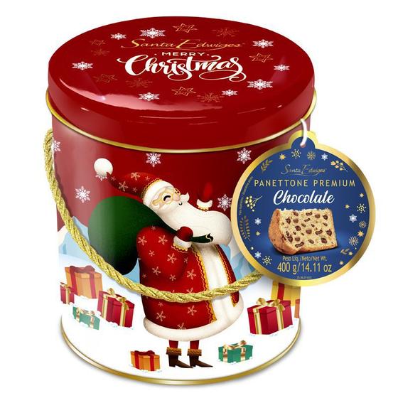 Panetone Gotas de Chocolate Premium Lata Decorativa 400g Santa Edwiges ...