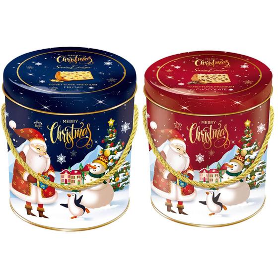 Panetone Lata Santa Ed Kit 02 Und Frutas E Chocolate 400Gr - Santa ...