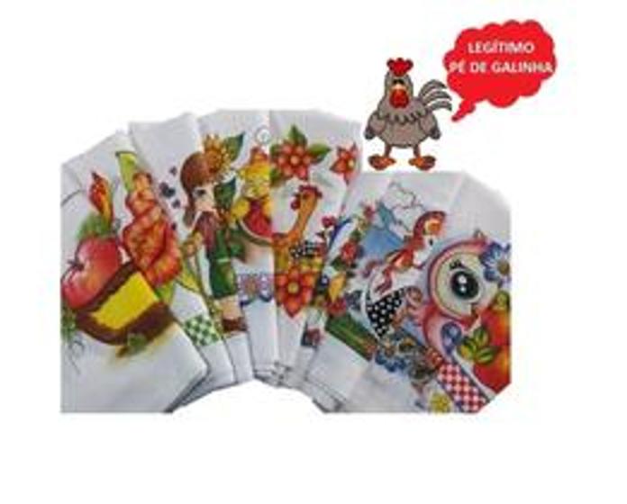 Pano De Prato Pé De Galinha Grande Estampado Kit 3 Unidades - caebitex ...