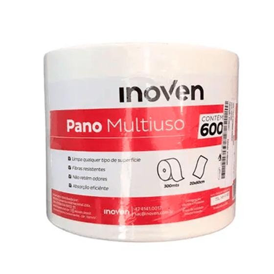 Pano Multiuso 20x50cm 300m Branco Rolo 1500 Panos Bobina Reutilizável ...