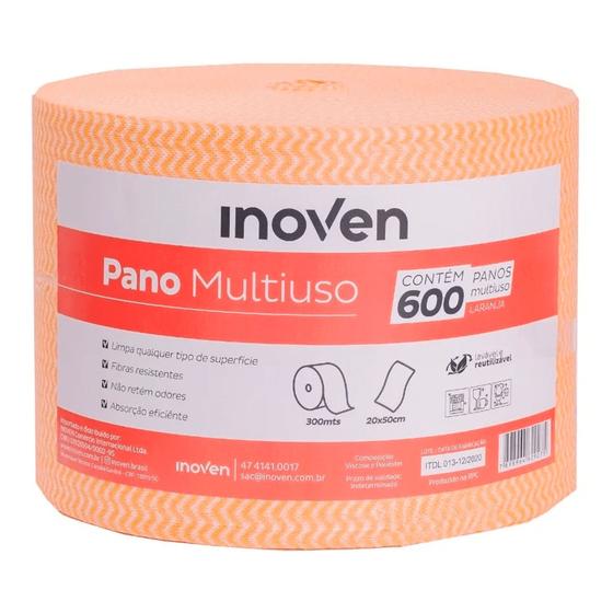 Pano Multiuso 20x50cm 300m Laranja Rolo 2100 Panos Bobina Reutilizável ...