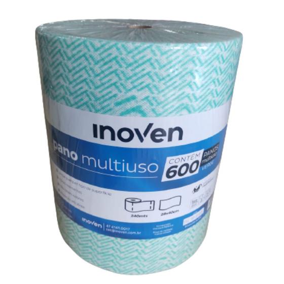Pano Multiuso 240Metros 28x40cm Reutilizável 600 Panos Verde - Inoven ...