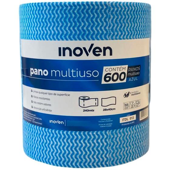 Pano Multiuso 28x40cm 240m Azul Rolo 600 Panos Bobina Reutilizável ...