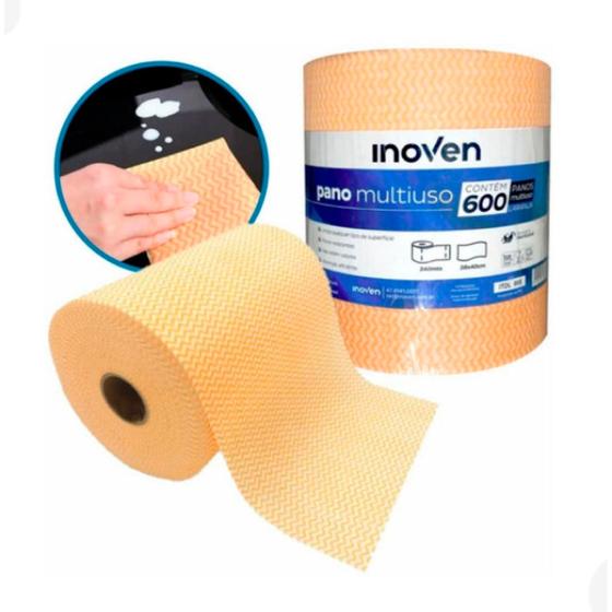Pano Multiuso 28x40cm 240m Laranja Rolo 600 Panos Bobina Reutilizável ...