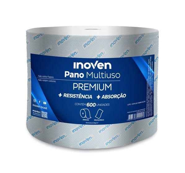 Pano Multiuso Inoven Premium Rolo 240mts x 25cm (600 panos) - Pano ...