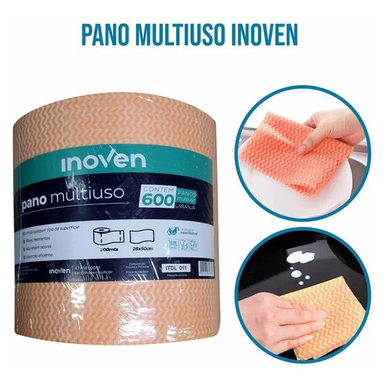 Pano multiuso laranja bobina perfex 28cm x 300m inoven - Pano ...