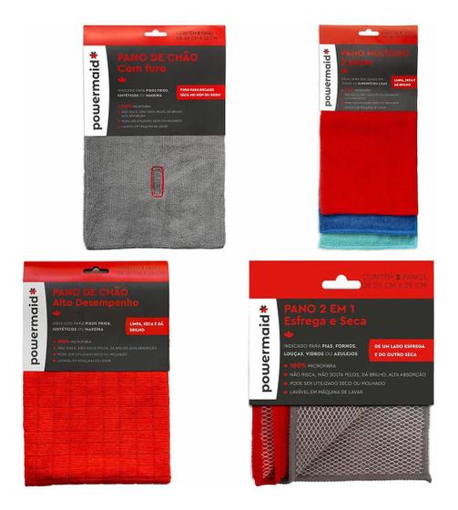 Panos Para Limpeza Chão Com Furo E 5 Panos Multiuso - Powermaid - Pano ...