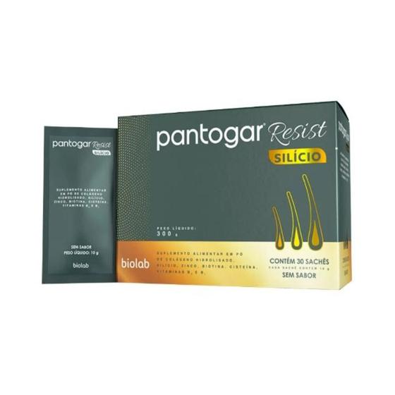 Pantogar Resist Silício Sem Sabor com 30 Sachês de 10g cada - Colágeno ...