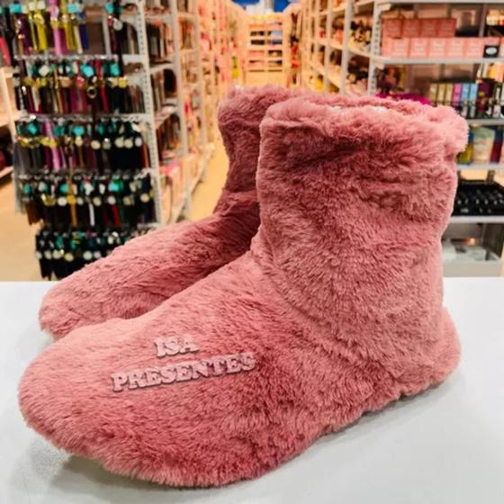 Pantufa Feminina Térmica Botinha Forrada Super Quente Solado ...
