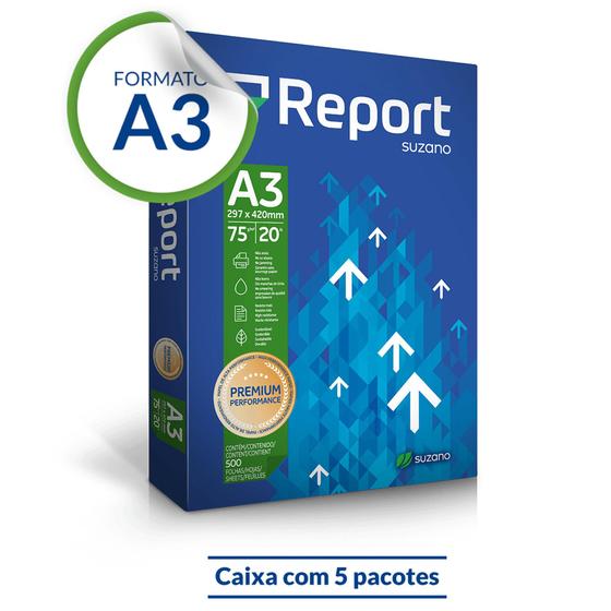 Papel A3 Sulfite Premium CX 2500 Fls Branca 297x420 75g- Report - Reporte A3 - Papel Sulfite ...