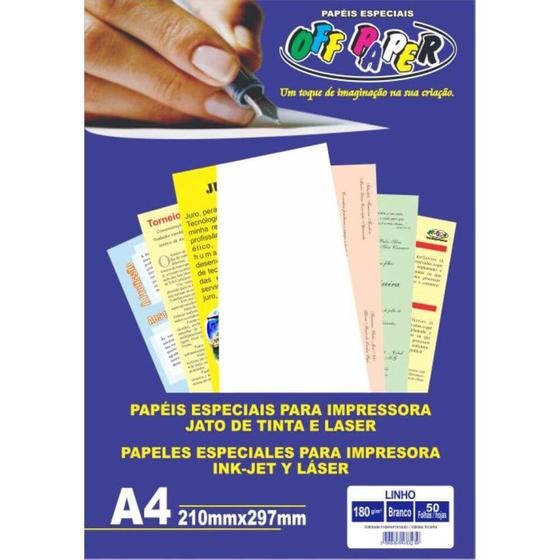 Papel A4 180g 50fls Linho Branco Off Paper - Papéis - Magazine Luiza