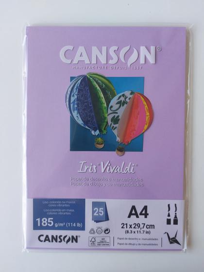 Papel A4 185g Canson iris vivaldi lilás com 25 folhas - Papéis ...