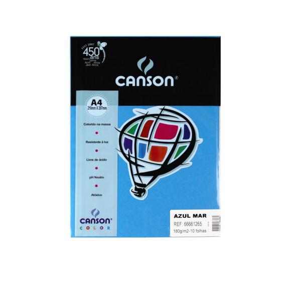 Papel A4 Canson Color Plus 180G ul Mar 10 Folhas - Papel Canson ...