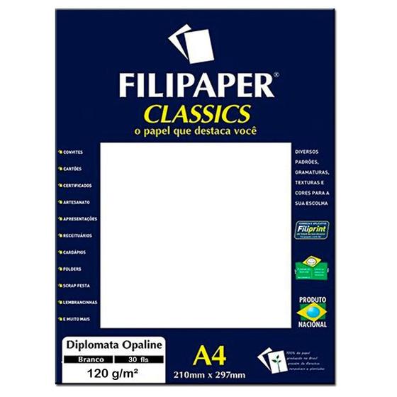 Papel A4 Diplomata Opaline 120g com 30fls Branco Filipaper - FILIPERSON - Papéis - Magazine Luiza