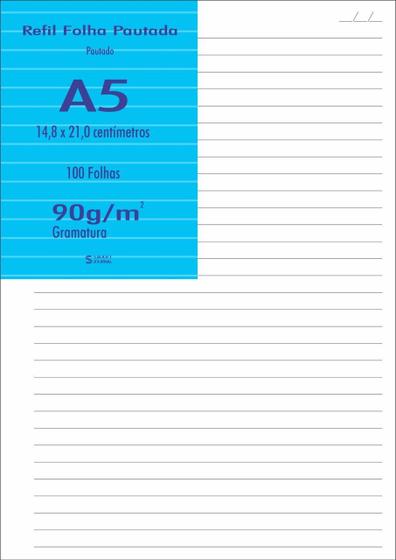 Papel A5 Offset Branco 90G Pautado 100 Folhas 21X14,8Cm A5 - Best ...