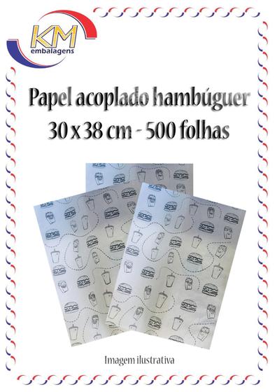 Papel acoplado hambúrguer 30x38 c/500 folhas - hambúguer, lanches ...