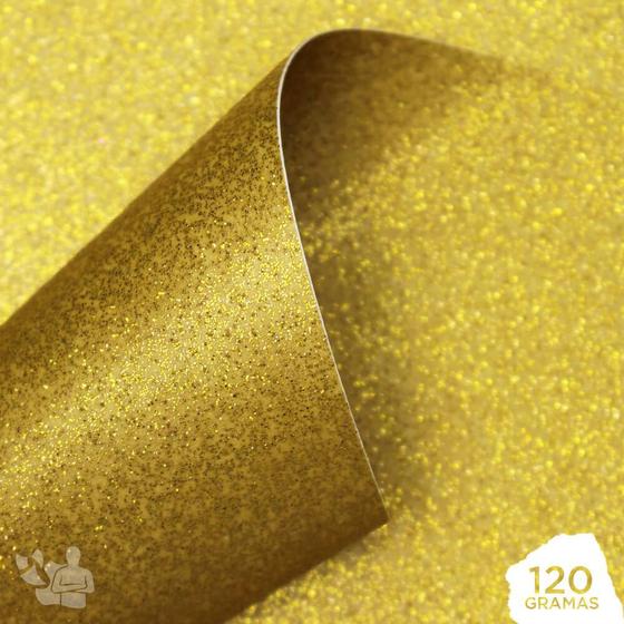Papel Adesivo Glitter 210g A4 (Dourado) 5 Folhas - Diamond - Papéis ...