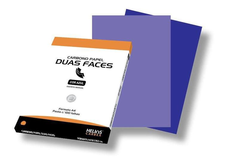 Papel Carbono Dupla Face Manual Azul Com 100 Folhas - Helios Carbex ...