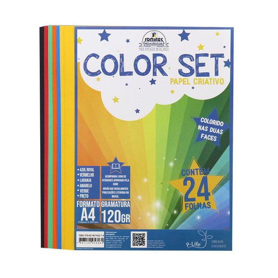 Papel Color Set Romitec A4 Colors com 24 Folhas e Livro de Atividades 210x297mm 120g - Papel ...
