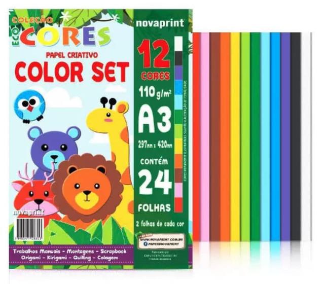 Papel Creative Paper A-3 110Gr 24 Folhas 12 Cores Novaprint - Papéis ...
