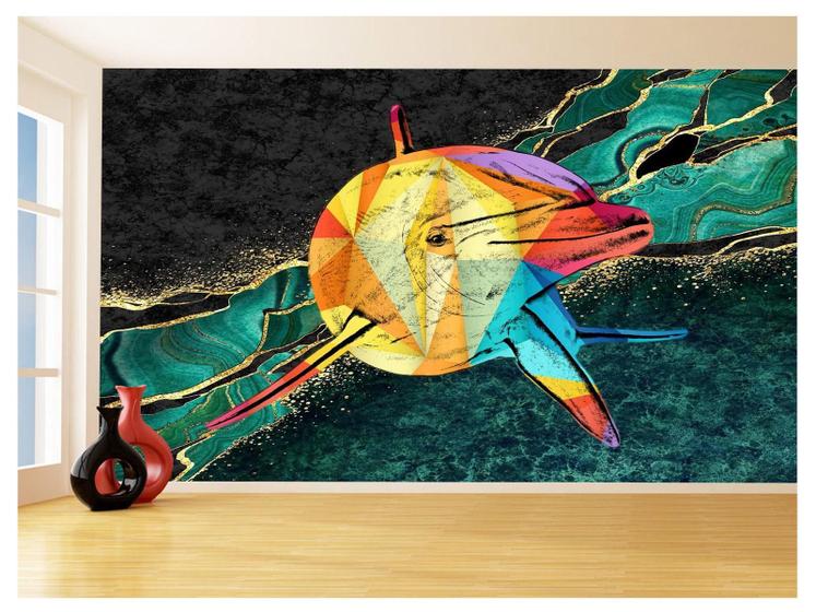 Papel De Parede 3D Animais Pop Art Golfinho Cor 3,5M Pxa272 - Você ...
