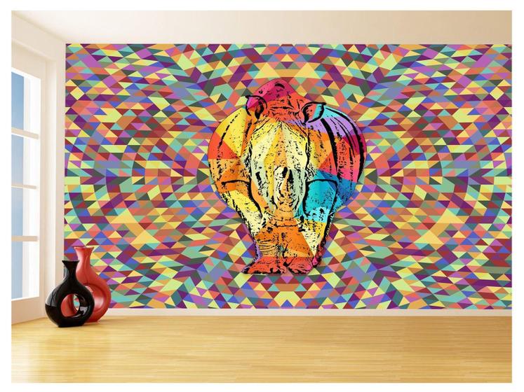 Papel De Parede 3D Animais Pop Art Rinoceronte 3,5M Pxa471 - Você ...
