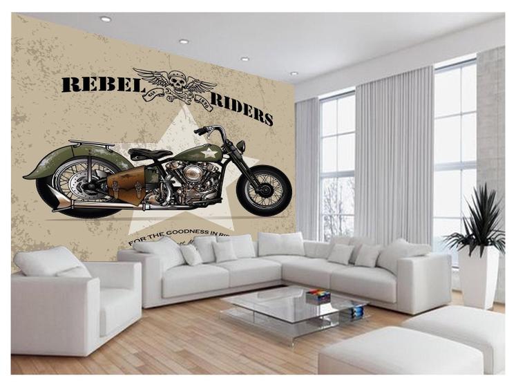 Papel De Parede 3D Moto Custom Chopper Viagem 3,5M Bkm134 - Você Decora - Papel de Parede ...