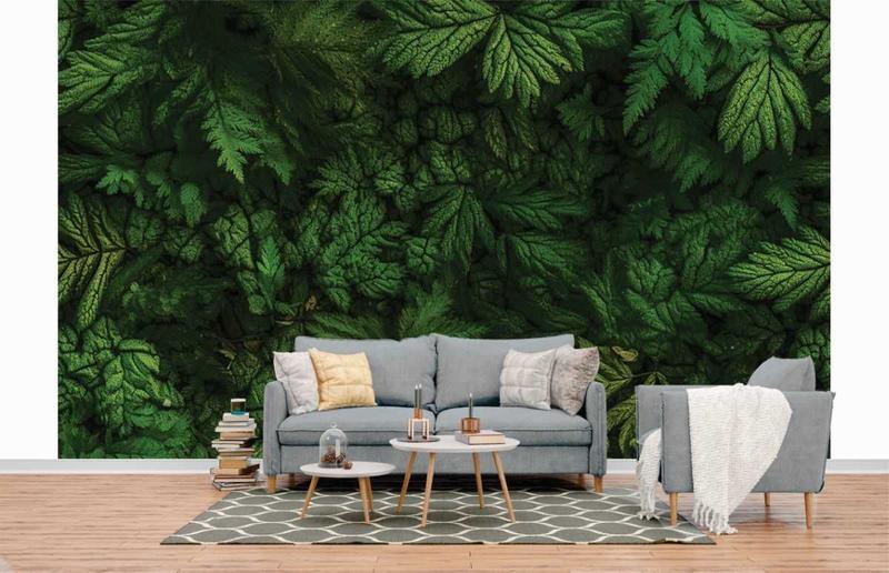 Papel de Parede 3D Painel 4M Folhas Verdes Pinheiro Vivo Folhagem Auto ...