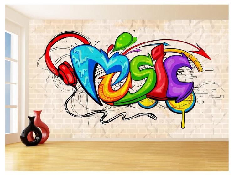 Papel De Parede 3D Sala Quarto Musica Arte Cores 3,5M Mus26 - Você ...