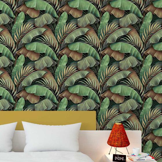 Papel de Parede 9M Folha de bananeira tropical Estilo Folhagem Auto ...