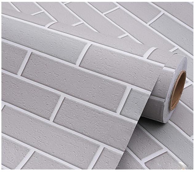 Papel De Parede Adesivo 3D Tijolo Rústico Texturizado 2MX61CM Lavável ...